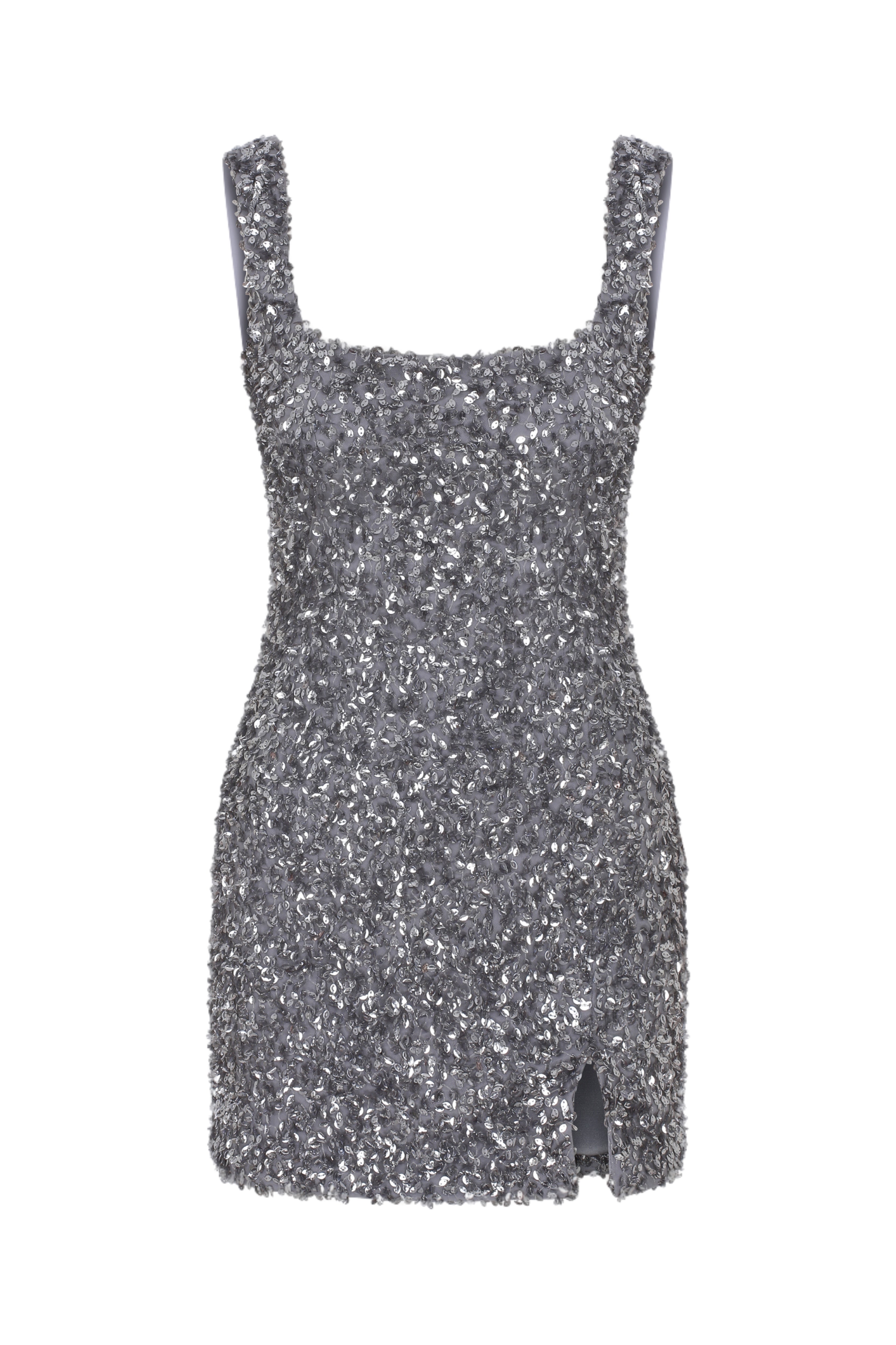Tiara - Grey U Neck Mini Sequin Dress – ARMADIO 55
